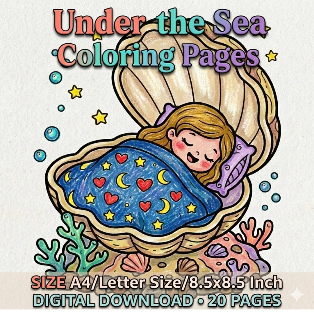 Mermaid Coloring Pages, Kawaii Ocean Animals, Under Sea Activity ...