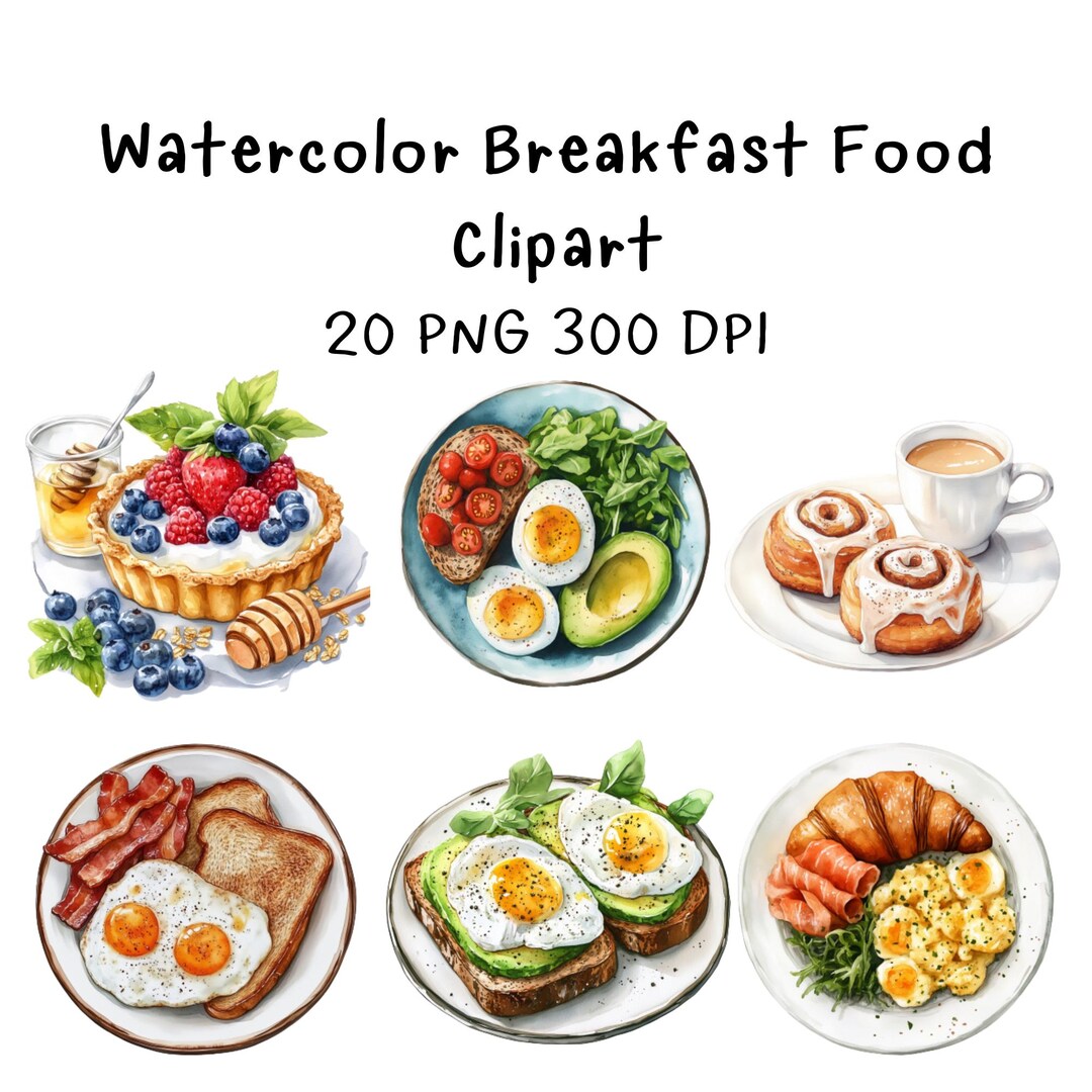 Watercolor Breakfast Food Clipart ,breakfast Clipart, Food Clipart ...