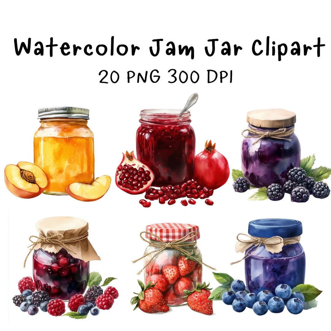 Watercolor Jam Jar Clipart: Fruit Illustrations (digital Download) - Etsy