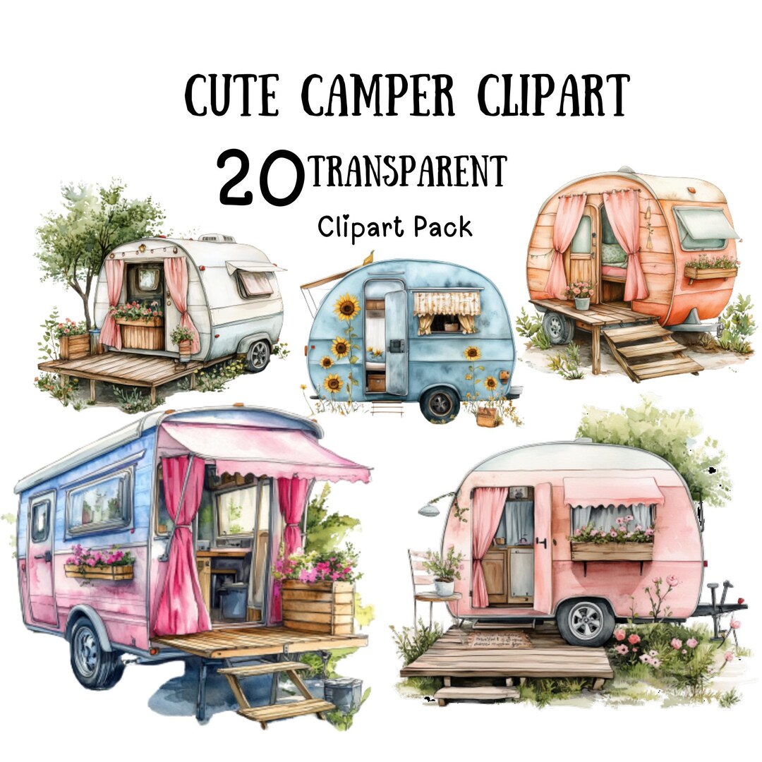 Cute Camper Clip Art Watercolor Clipart,digital Download PNG ,cozy ...