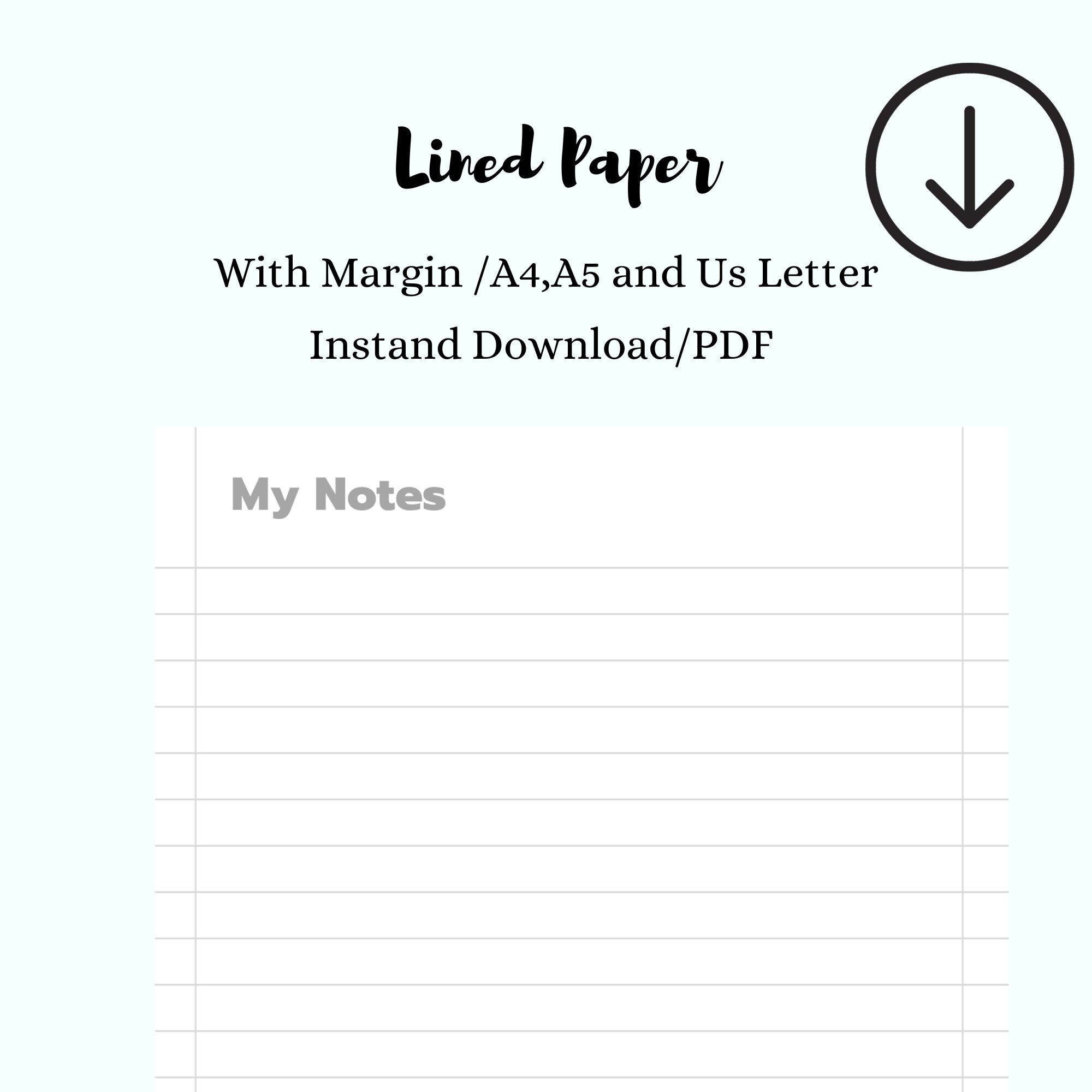 Lined Paper Notes Page Printable, Grid Notes, Note Taking, Writing ...