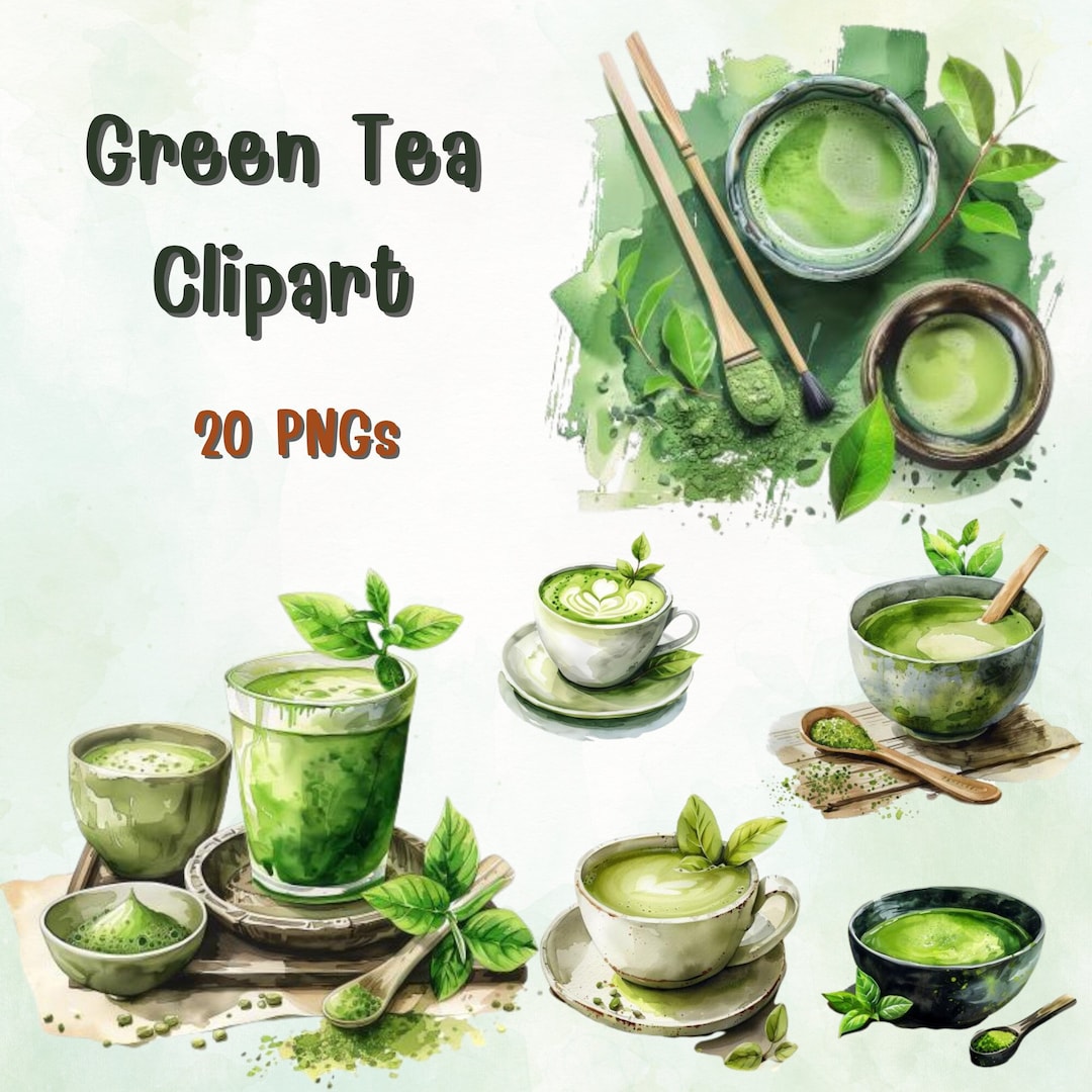 Watercolor Green Tea Clipart: 20 PNG Images (commercial Use) - Etsy