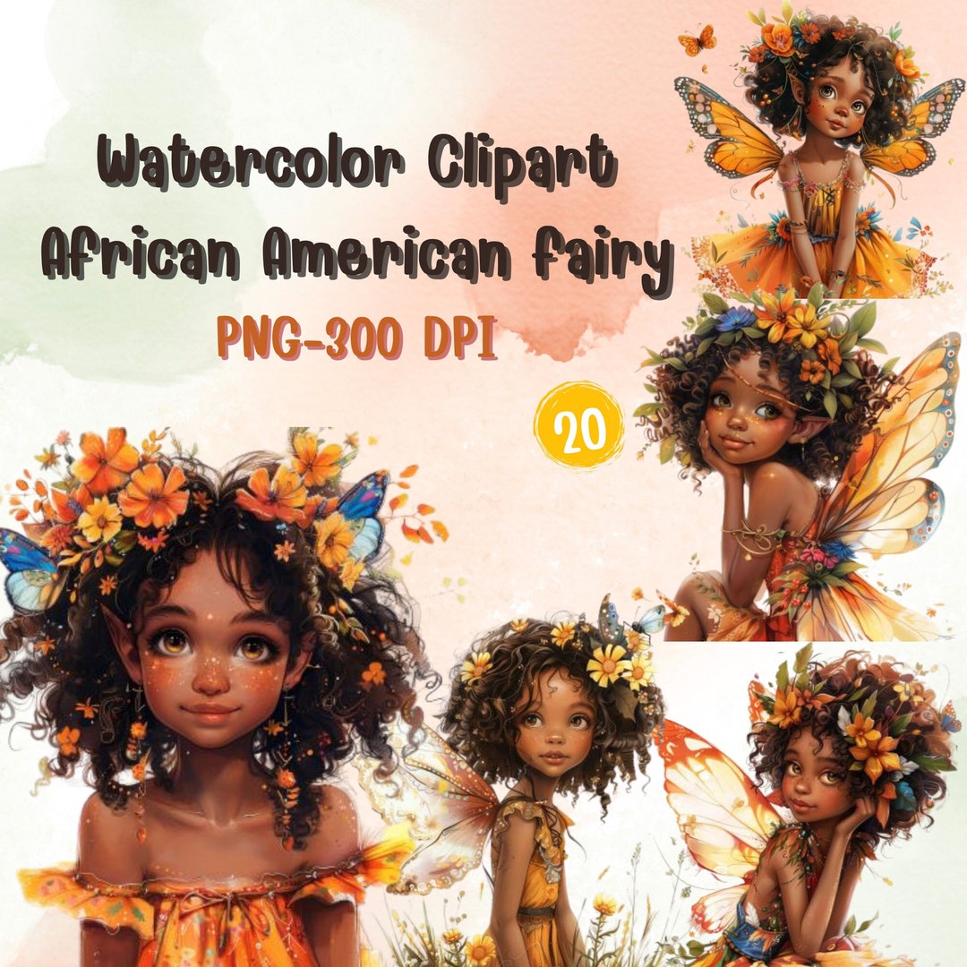 African American Fairy Clipart Watercolor Black Girl Clipart,png 20 ...