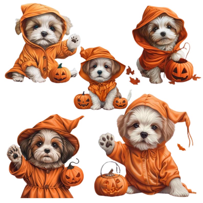 Watercolor Cute Puppy Dressed up for Halloween Clipart of 20 ...