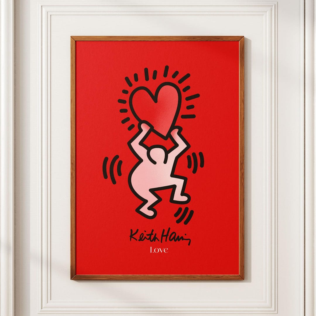 Love Keith Haring Heart Poster, Iconic Pop Art Print, Digital Download ...