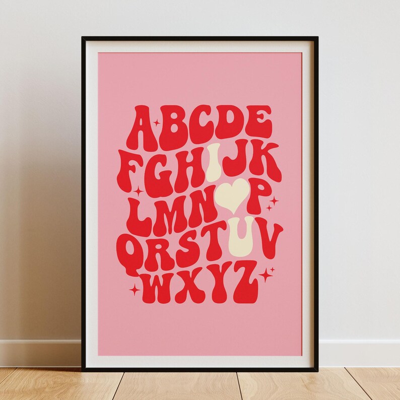 Retro Love Alphabet Poster - Vintage Typography Wall Art, Mid Century ...
