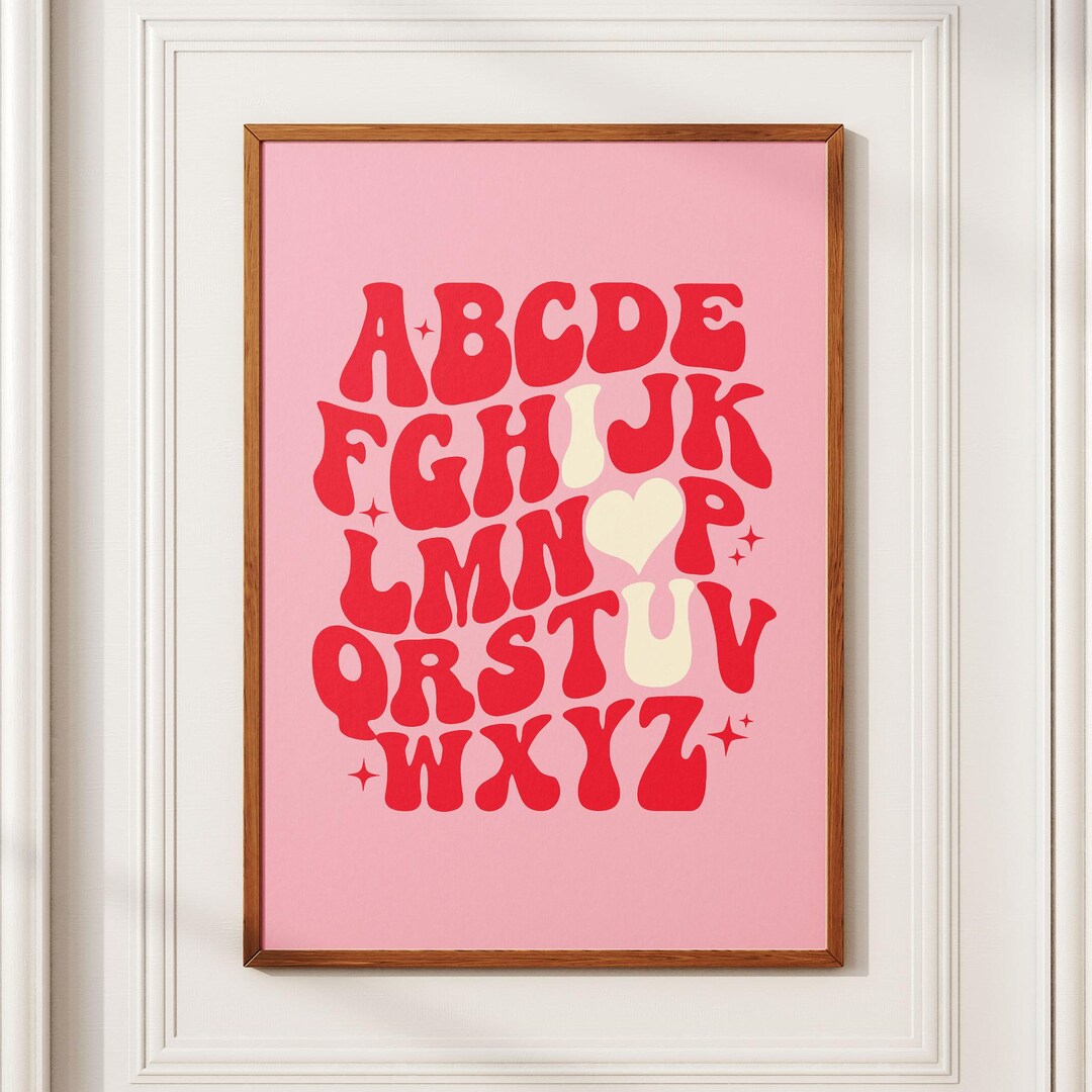 Retro Love Alphabet Poster - Vintage Typography Wall Art, Mid Century ...
