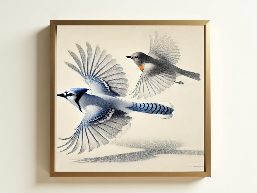 Blue Jay & Robin Print | Vintage Bird Illustration | Nature Art ...