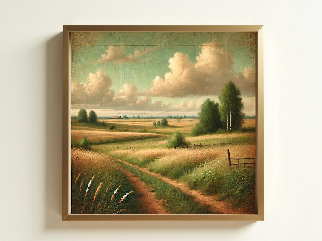 Vintage Countryside Landscape | 20x20 Rustic Farmhouse Wall Art ...