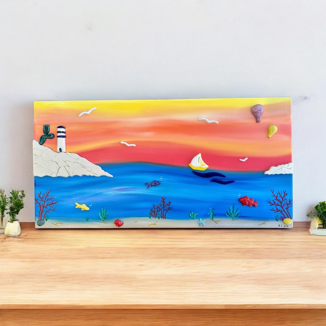 Canvas Painting With Ceramic Inserts. - Etsy