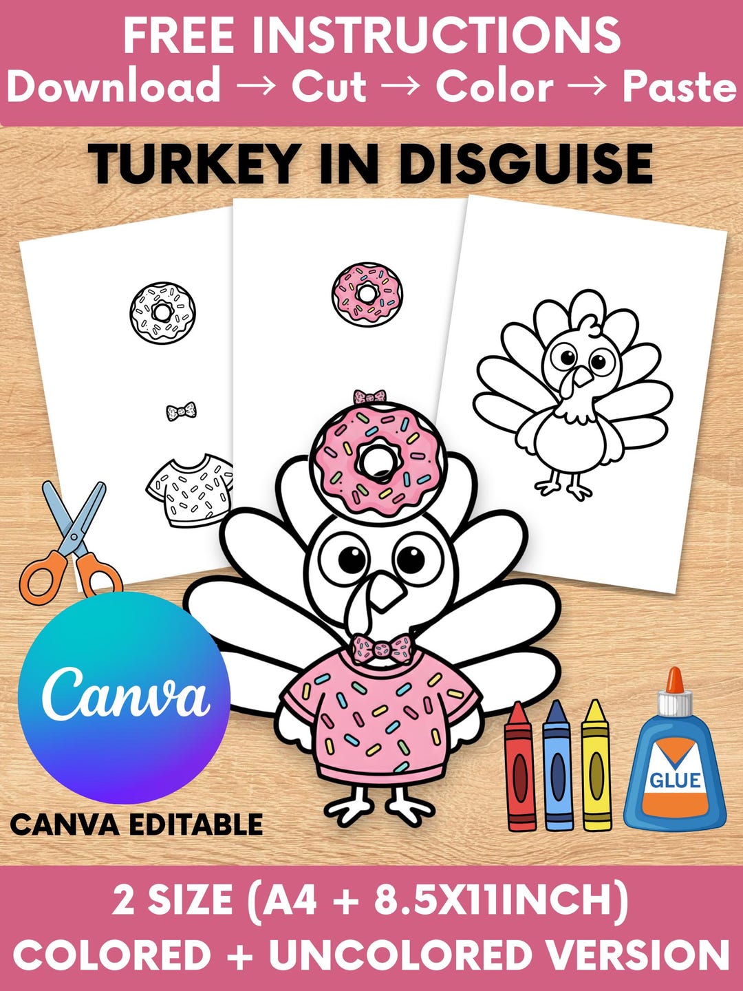 Disfraz de pavo, Manualidad de pavo disfrazado, Actividad imprimible de ...