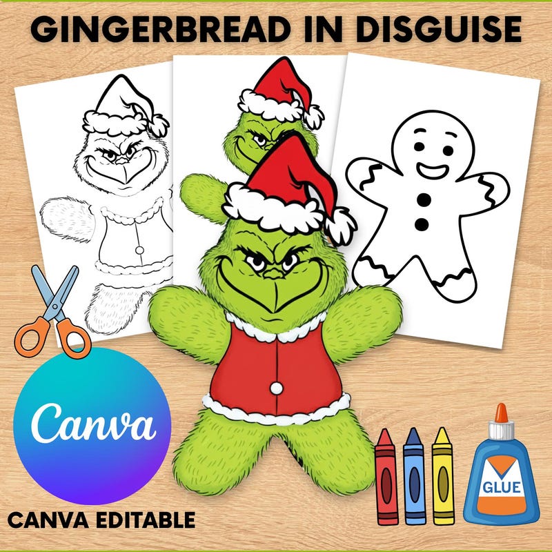 Grinch Gingerbread Man Template - Etsy