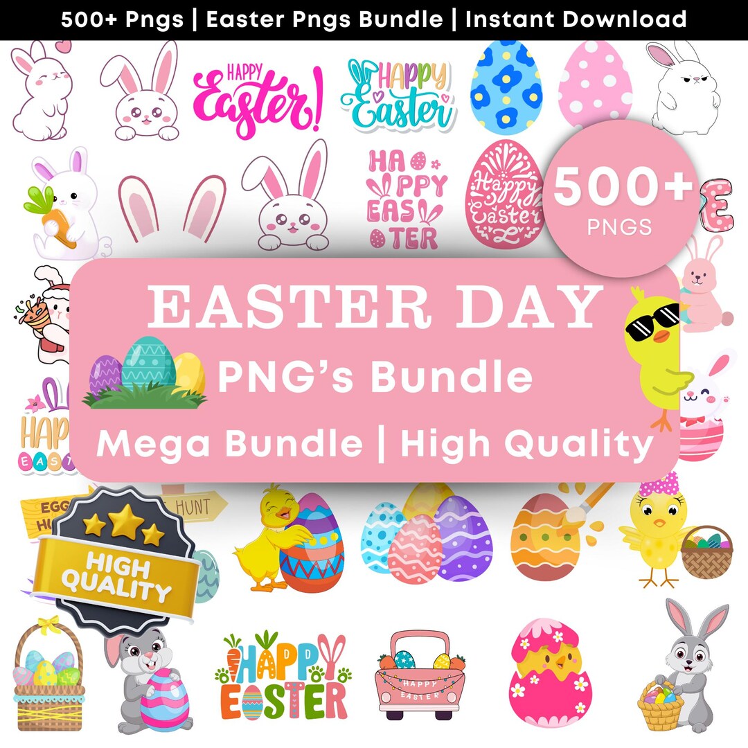 Brushstroke Bunny Easter Png Bundle | Easter Mega Bundle Png | Happy Easter Png | Girls Easter ...