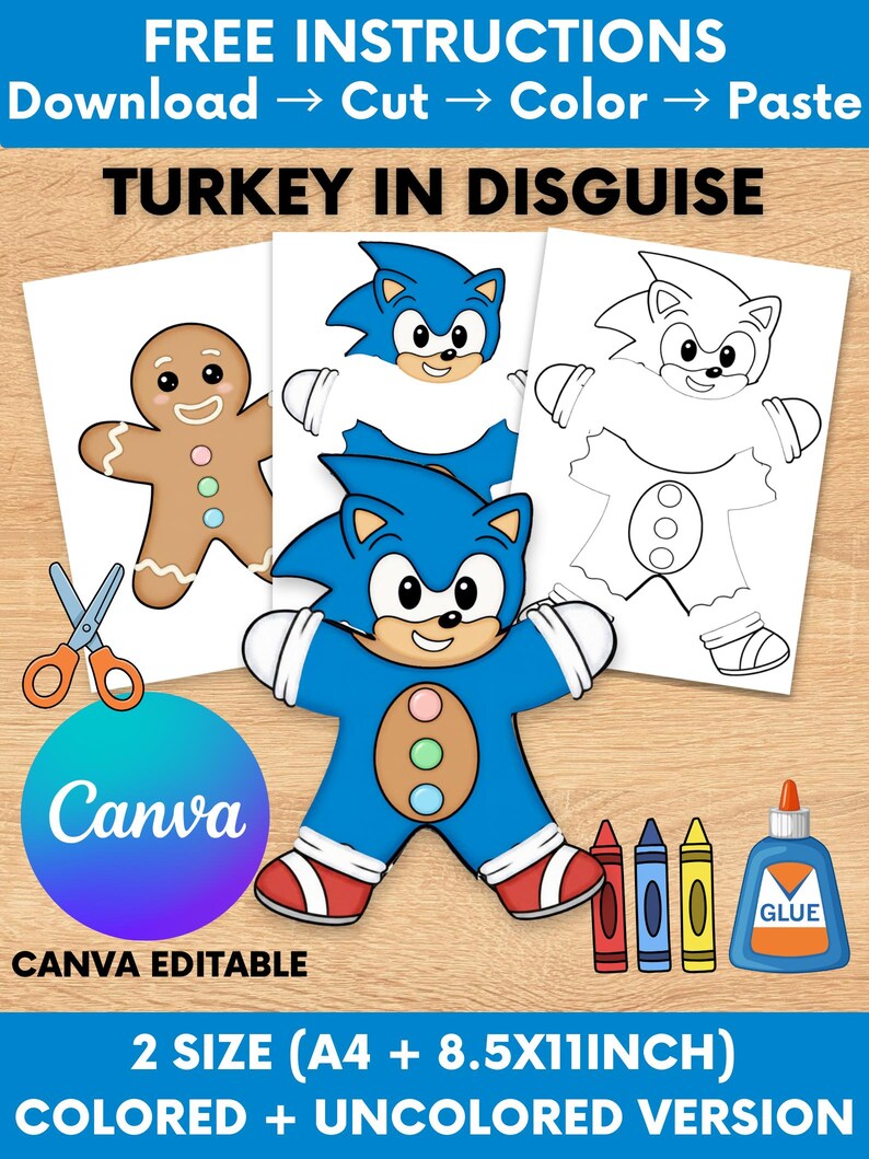 Disguise a Gingerbread Man-sonic the Hedgehog Template, Christmas Craft ...