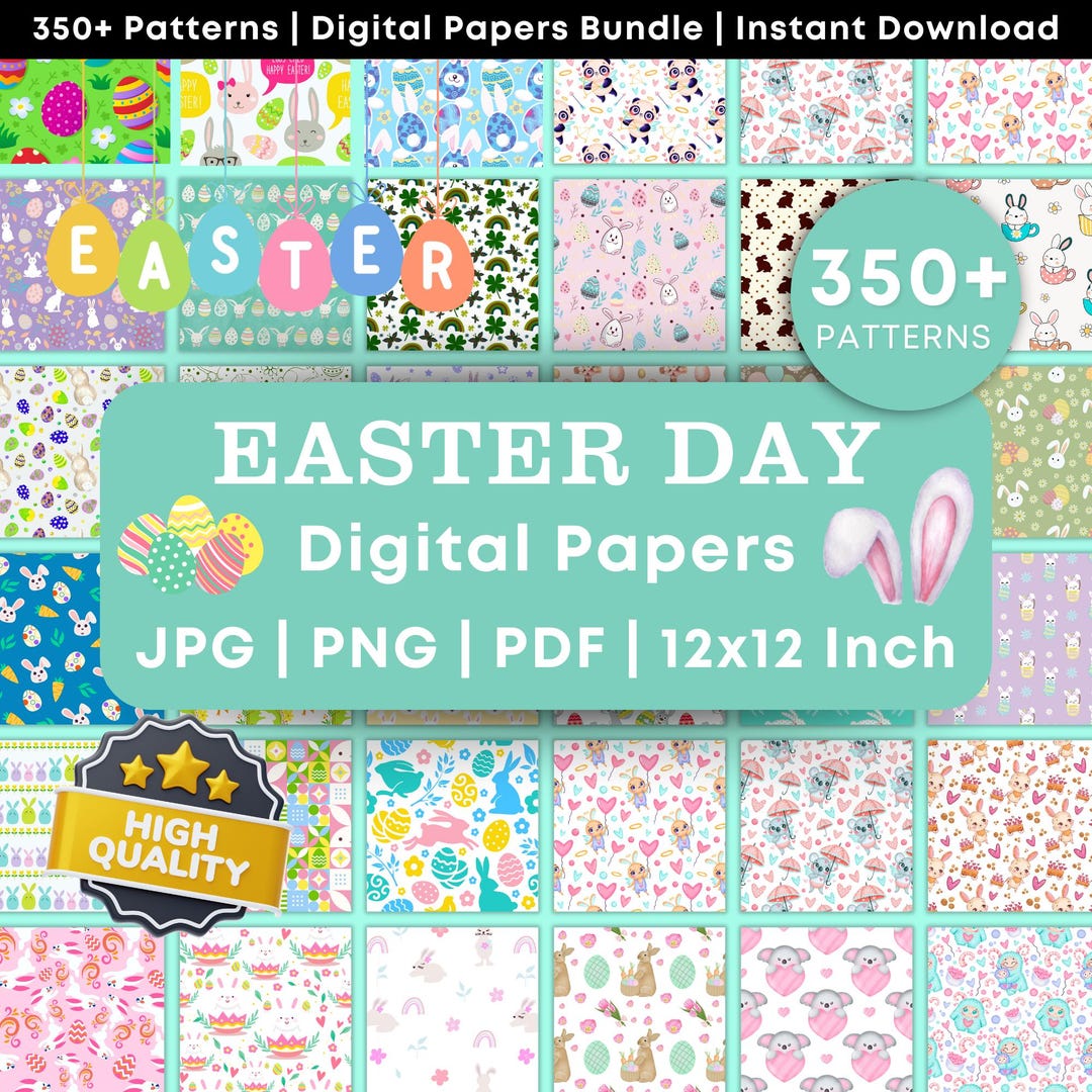 Easter Digital Paper Bundle | Pastel Bunny | Bunny & Egg Patterns ...