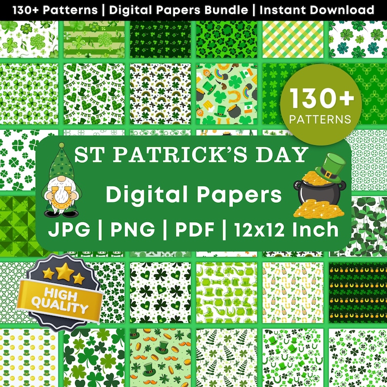 St. Patrick’s Day Digital Paper Pack | Design Patterns | Irish Theme ...