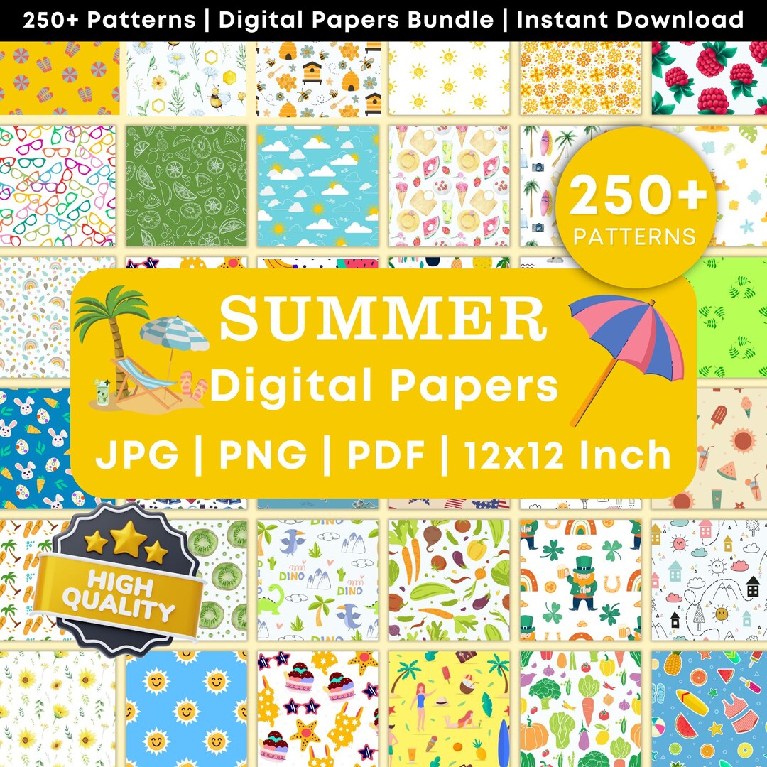 Summer Digital Paper Bundle | Summer Digital Paper | Summer Elements ...