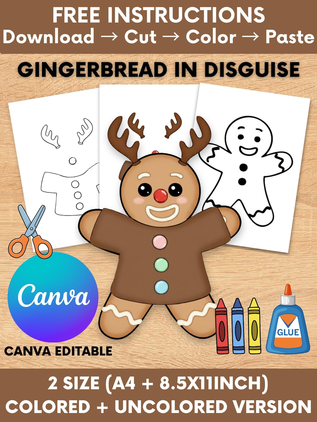 Gingerbread Disguise Reindeer, Disguise a Gingerbread Man, Reindeer ...