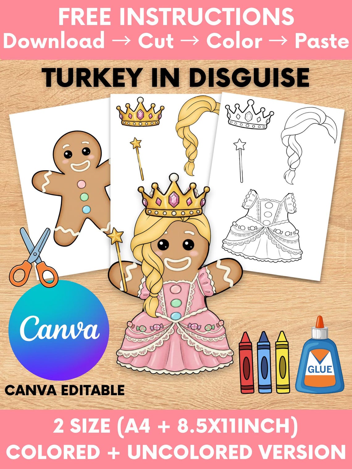 Disguise a Gingerbread Man, Template & Princess Disguise, Gingerbread ...
