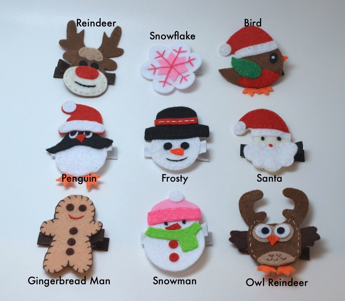 Christmas Winter Themed Felt Hair Clippie You Pick Your Favorite Design ...