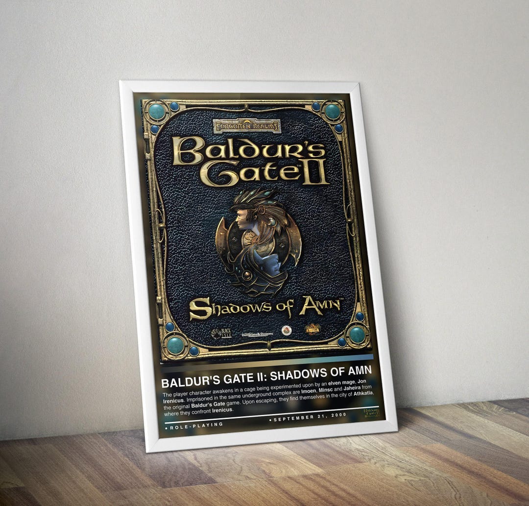 Baldur's Gate 2 Poster Print | Baldur's Gate Cover | Gaming Poster, 4 ...