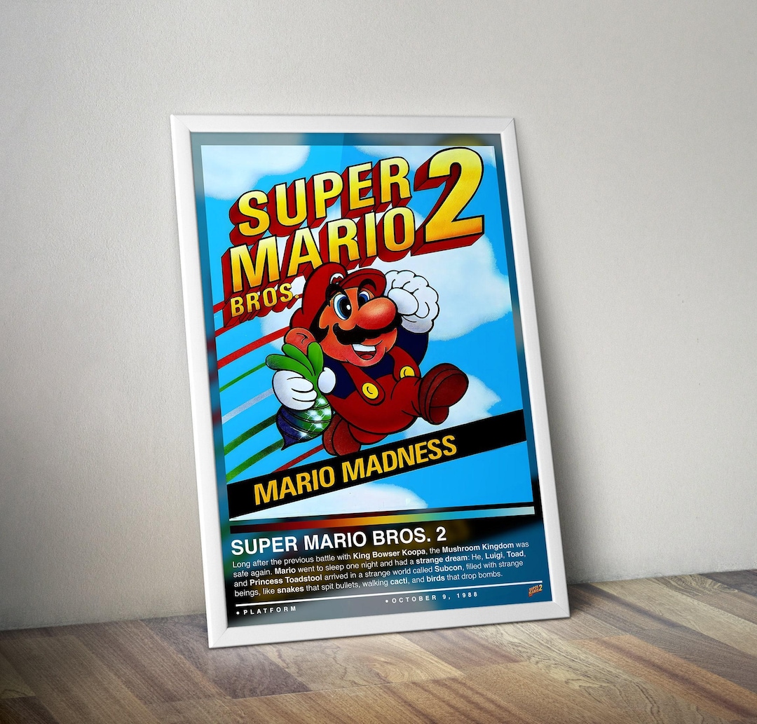 Super Mario Bros 2 Poster | Super Mario Print | Gaming Poster | 4 ...