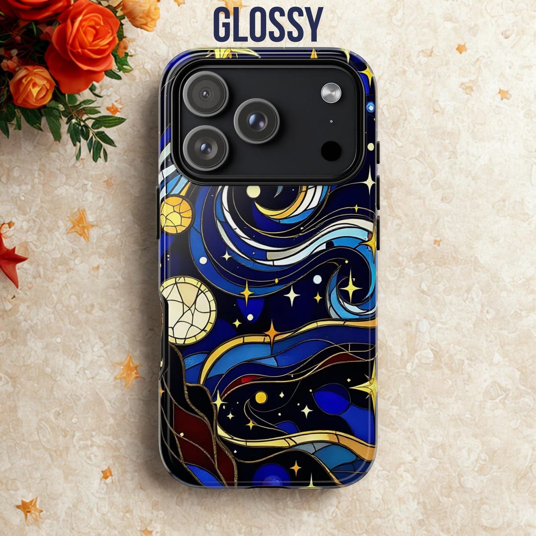 Starry Night Stained Glass Phone Case: Cosmic Celestial Design - Etsy