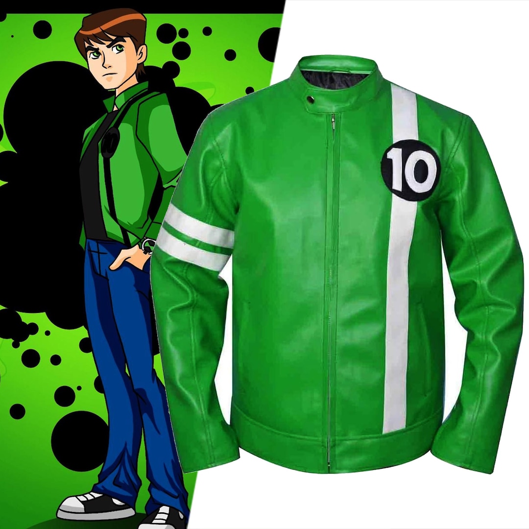 Ben 10 Leather Jacket, Green Cosplay Outfit for Comic-con, Halloween ...