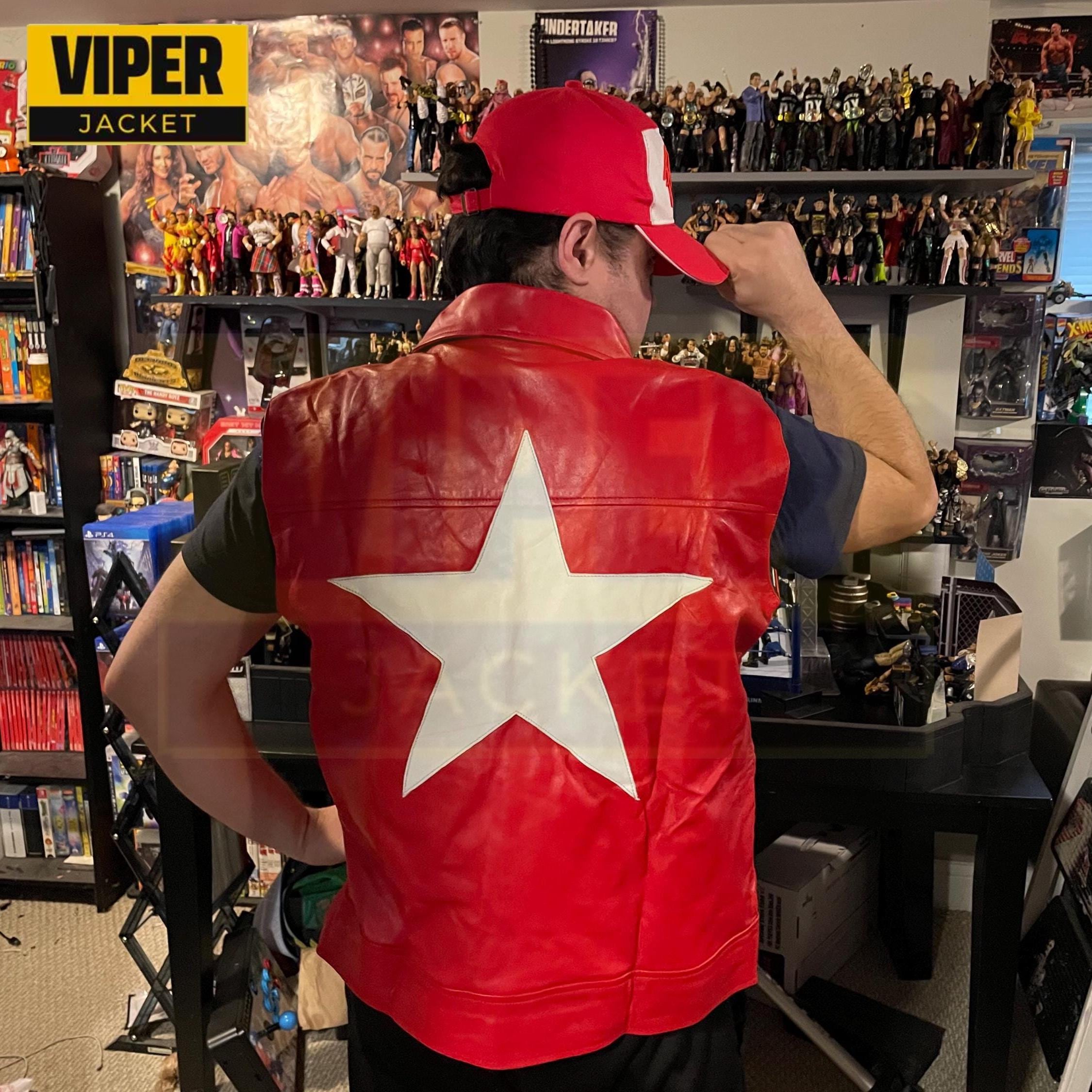 Handmade Terry Cosplay Costume, Bogard Leather Vest, Red Star FF ...