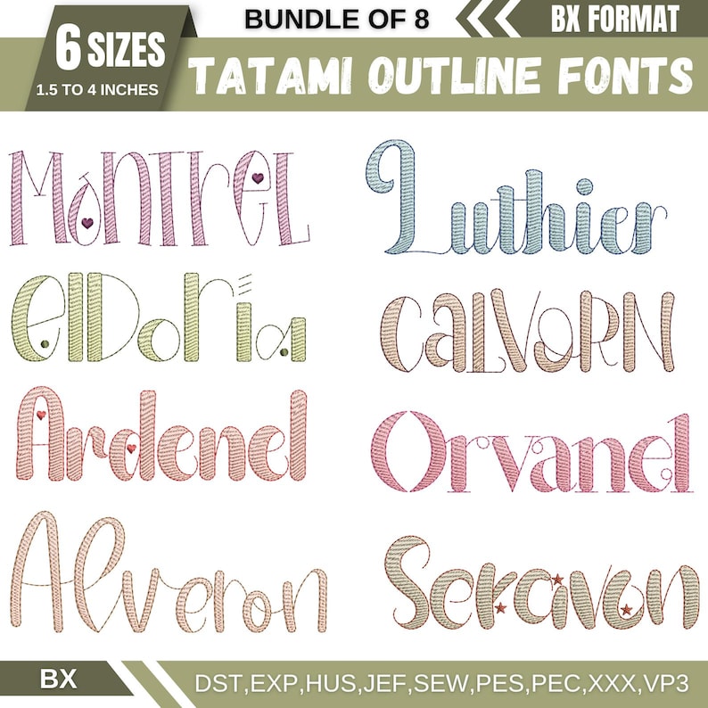 BX Modern Machine Embroidery Font, Monogram Script Alphabet, Tatami ...