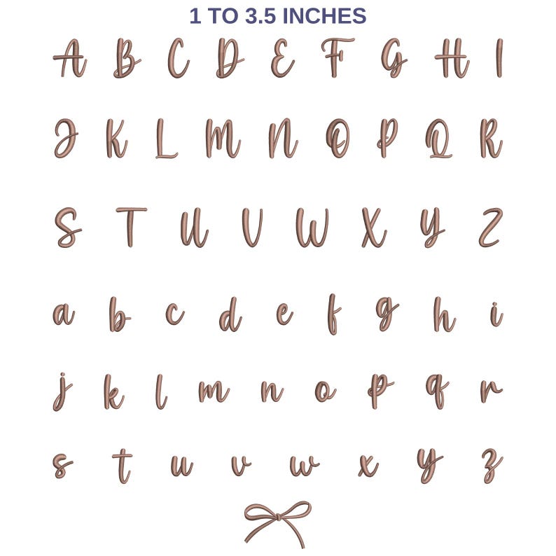 BX Cursive Machine Embroidery Font, Monogram Script Alphabet, Satin ...