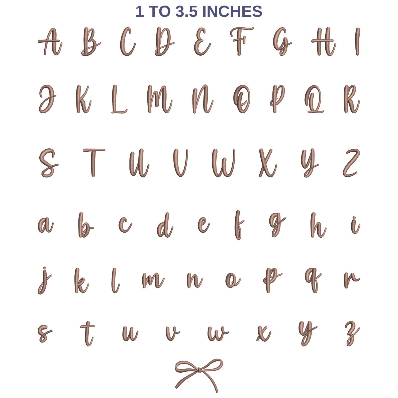 BX Cursive Machine Embroidery Font, Monogram Script Alphabet, Satin ...
