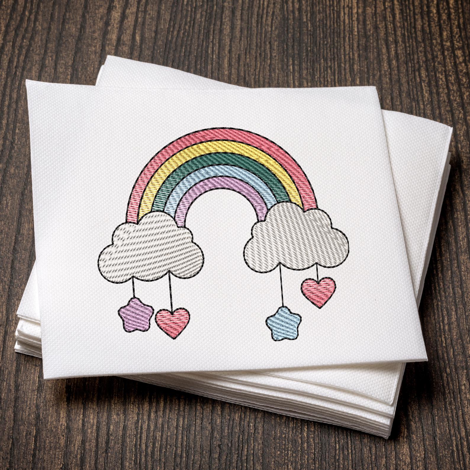 Cute Rainbow Machine Embroidery Design, Cloud Heart Bow Designs, Floral ...