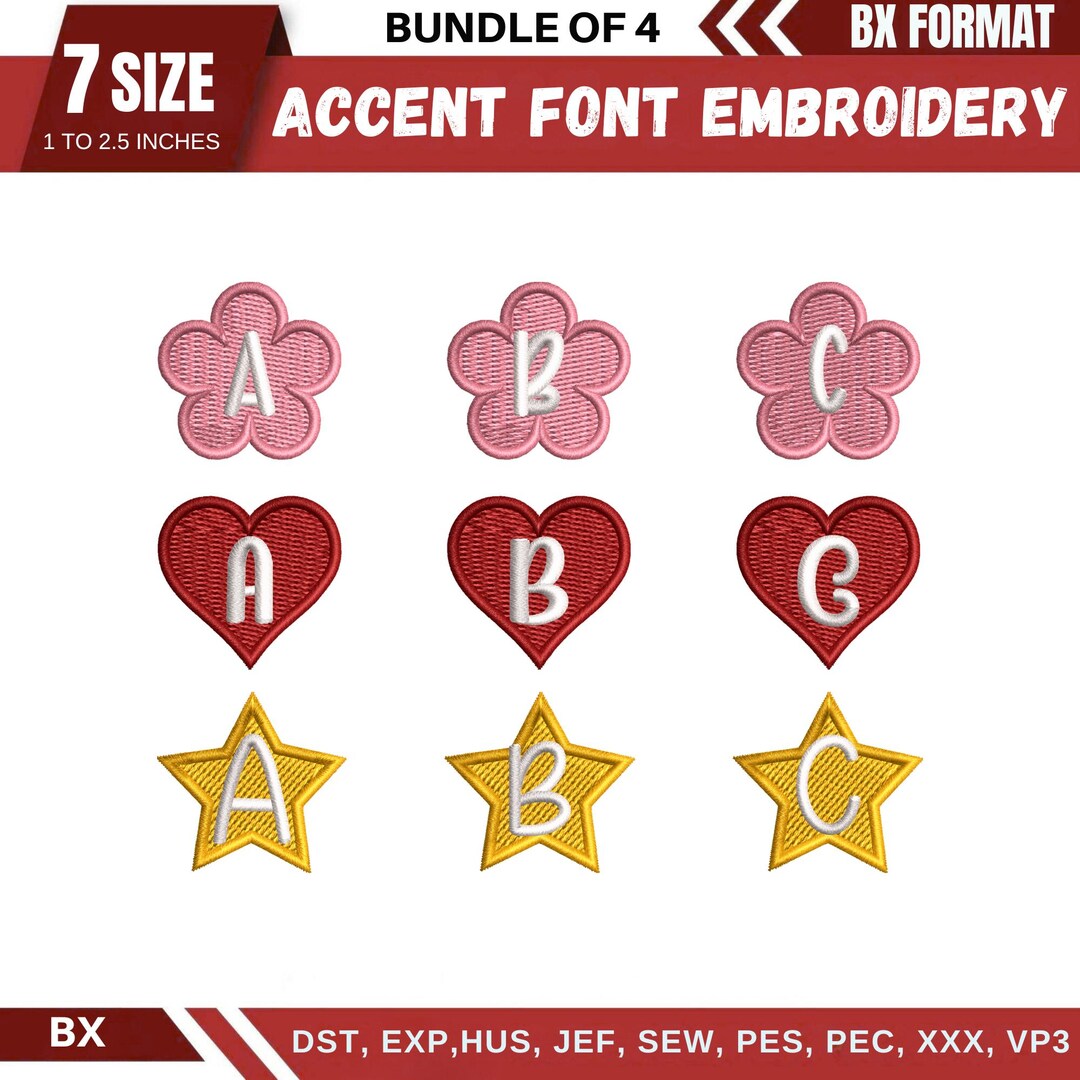 BX Cursive Machine Embroidery Font, Accent Script Alphabet, Satin ...