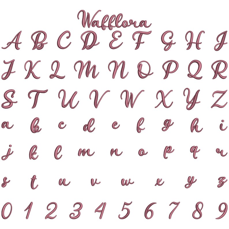BX Cursive Machine Embroidery Font, Monogram Script Alphabet, Satin ...