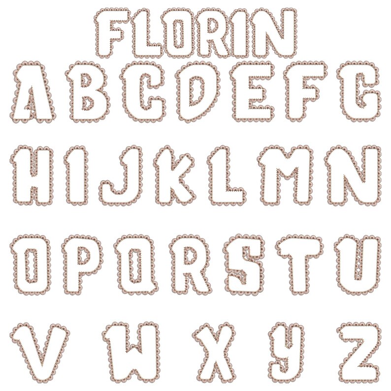 Lacey Satin BX Applique Font, Faux Lace Applique, Machine Embroidery ...