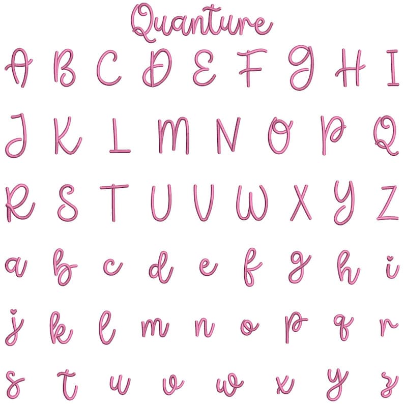 BX Cursive Machine Embroidery Font, Monogram Script Alphabet, Satin ...