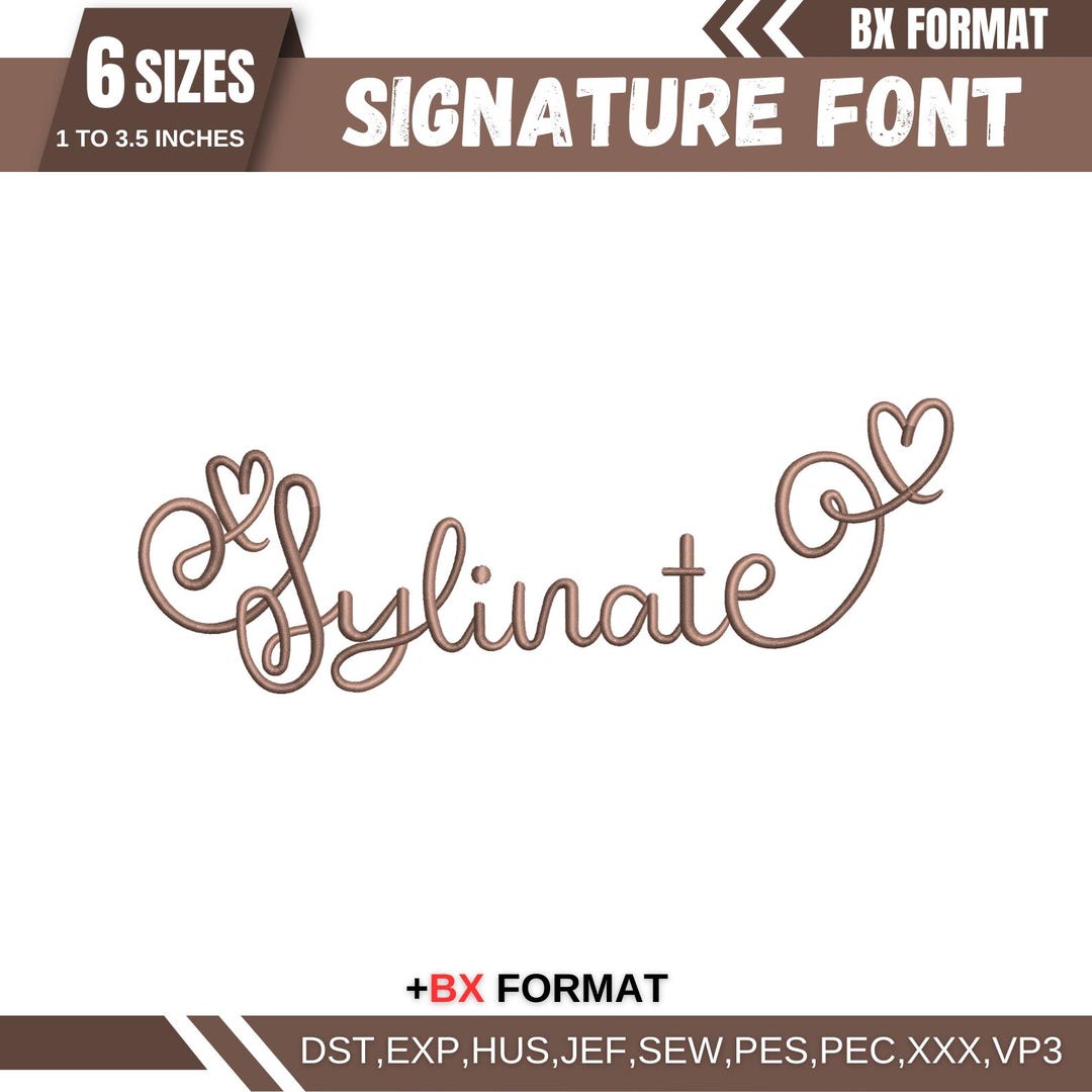 BX Cursive Machine Embroidery Font, Monogram Script Alphabet, Satin ...