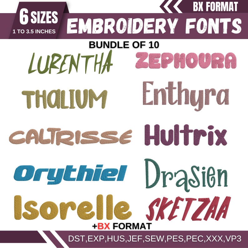BX Cursive Machine Embroidery Font, Monogram Script Alphabet, Tatami ...