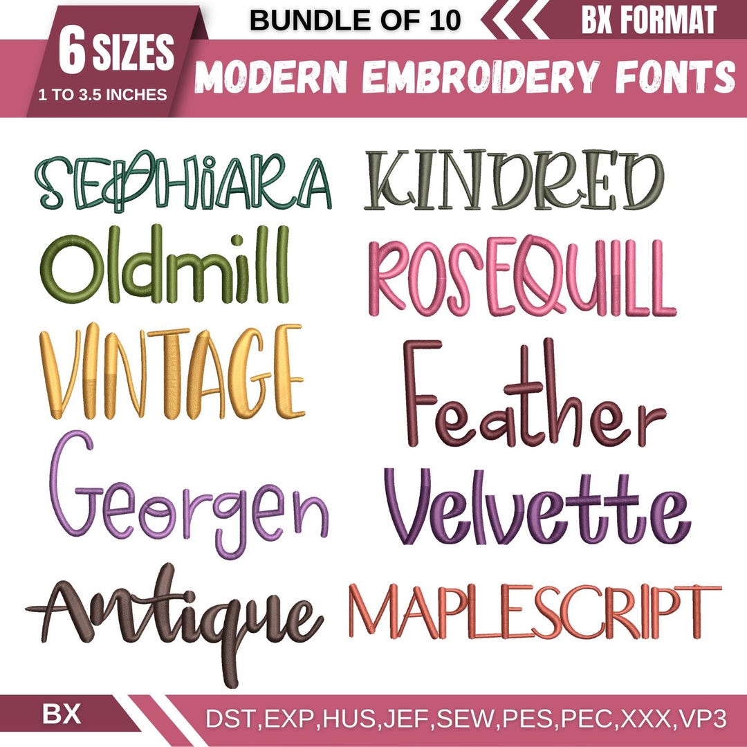 BX Cursive Machine Embroidery Font, Monogram Script Alphabet, Satin ...