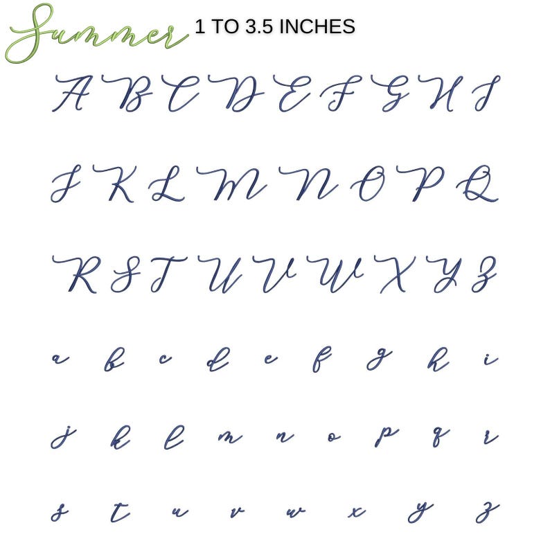 BX Cursive Machine Embroidery Font, Monogram Script Alphabet, Satin ...