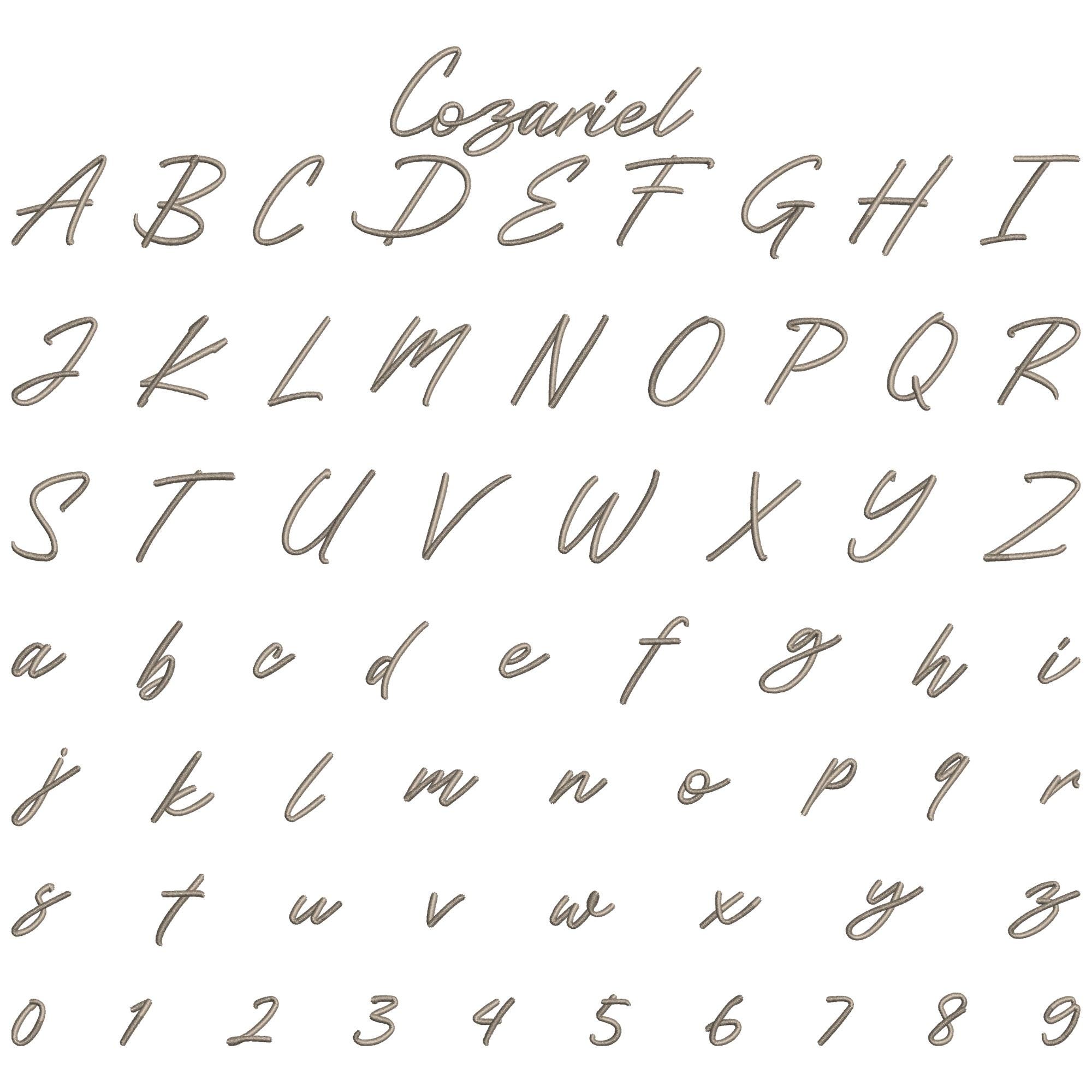 BX Cursive Machine Embroidery Font, Monogram Script Alphabet, Satin ...