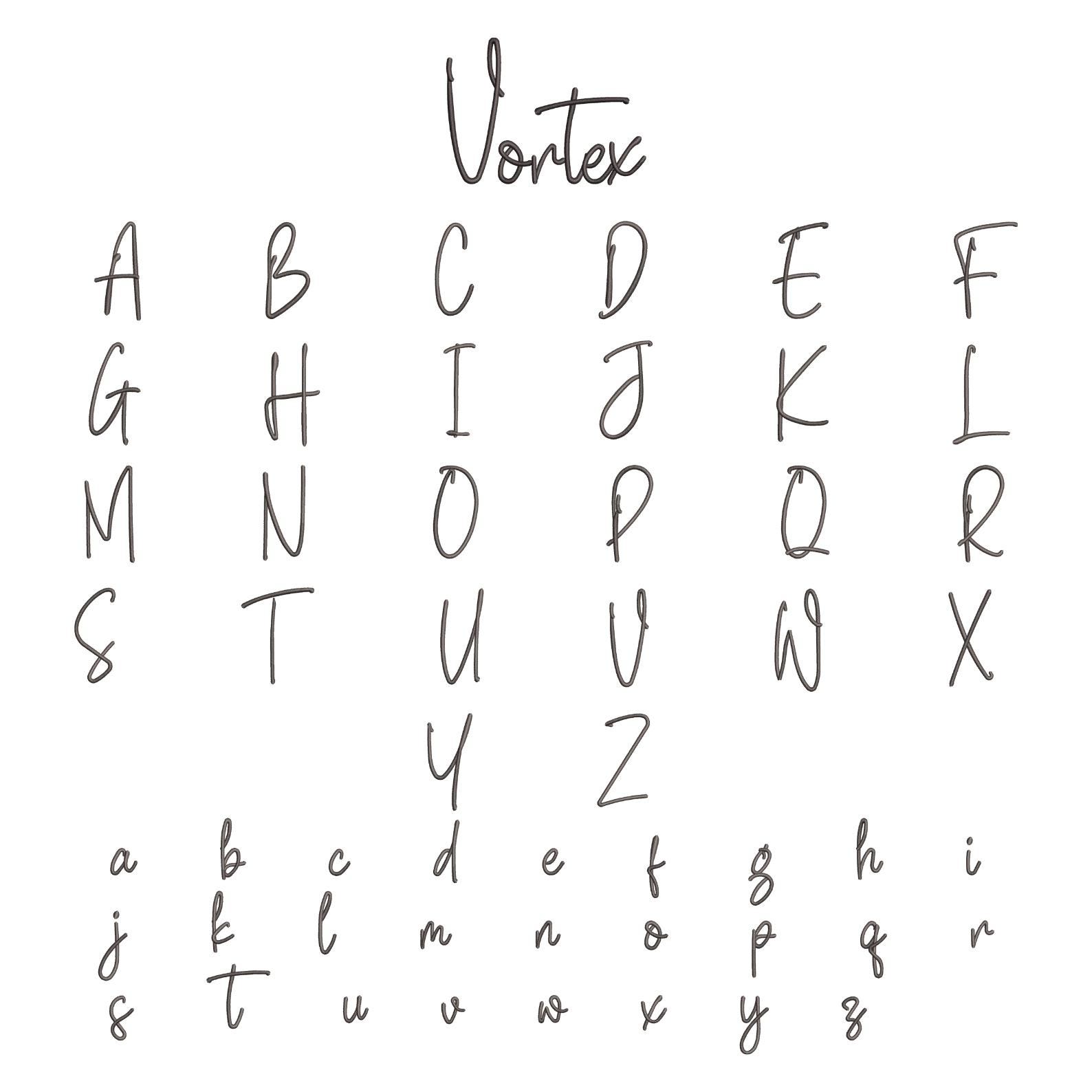 BX Cursive Machine Embroidery Font, Monogram Script Alphabet, Satin ...