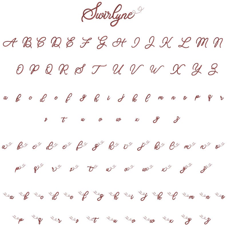 BX Cursive Machine Embroidery Font, Monogram Script Alphabet, Satin ...