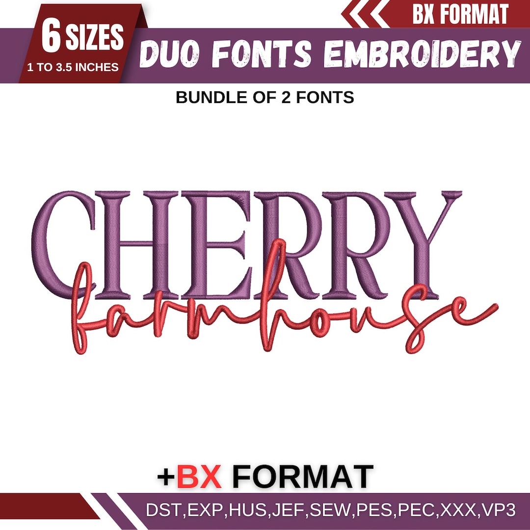 BX Duo Font Machine Embroidery, Signature Duo Font With Tails, Block ...