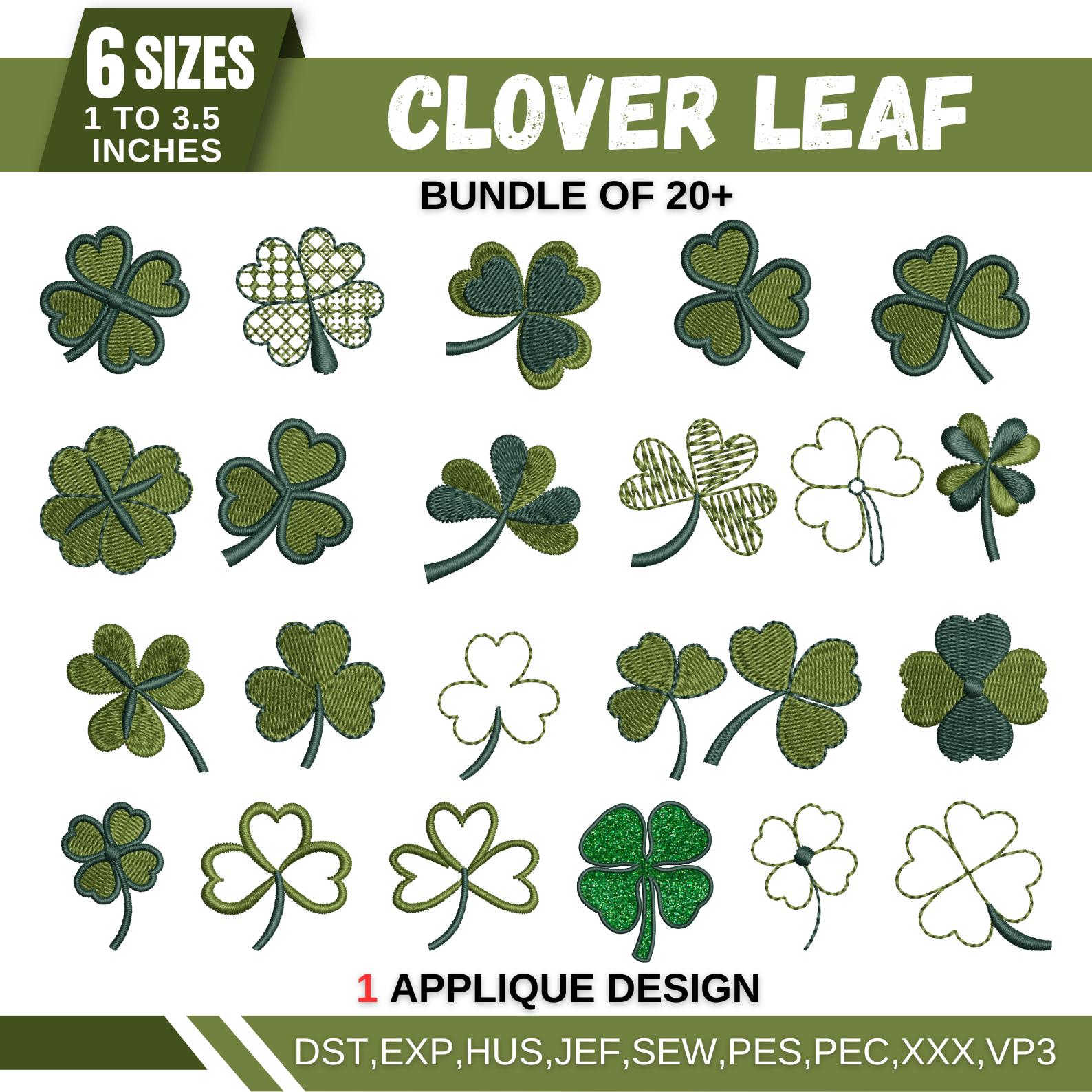 Four Leaf Clover Machine Embroidery Design, Mini Three Clover Leaf ...