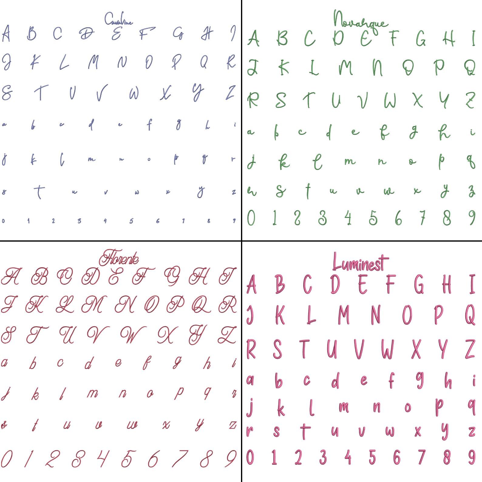 BX Cursive Machine Embroidery Font, Monogram Script Alphabet, Satin ...