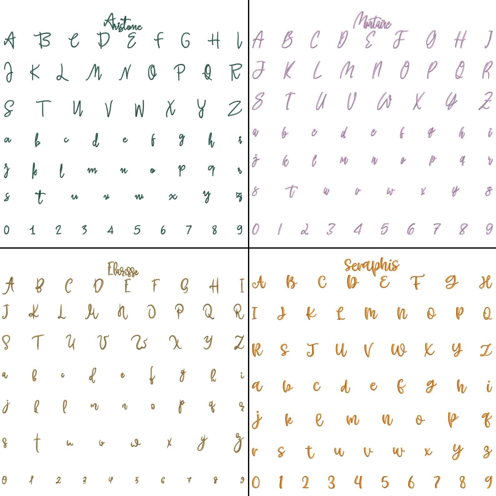 BX Cursive Machine Embroidery Font, Monogram Script Alphabet, Satin ...