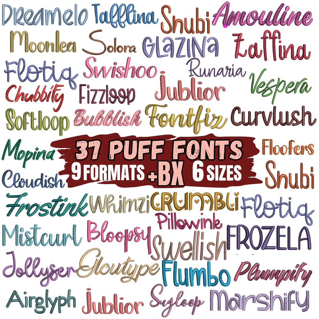 BX 3D Puff Font Machine Embroidery Designs Bundle, Full Alphabet ...