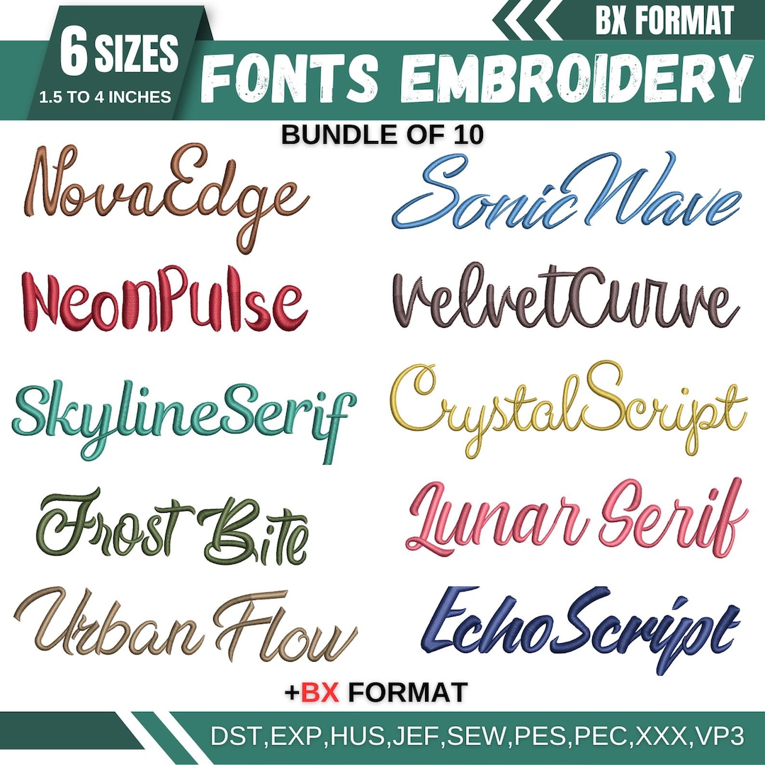 BX Cursive Machine Embroidery Font, Monogram Script Alphabet, Satin ...